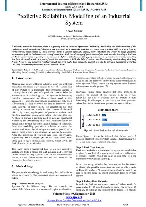 Pdf Predictive Reliability Modelling Of An Industrial System