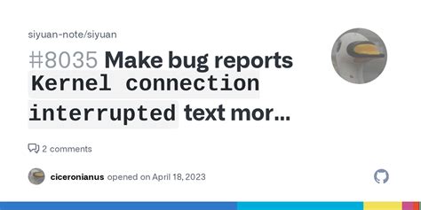 Make Bug Reports `kernel Connection Interrupted` Text More User