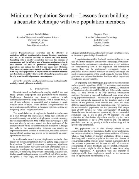 Pdf Minimum Population Search Lessons From Building A Heuristic Technique With Two
