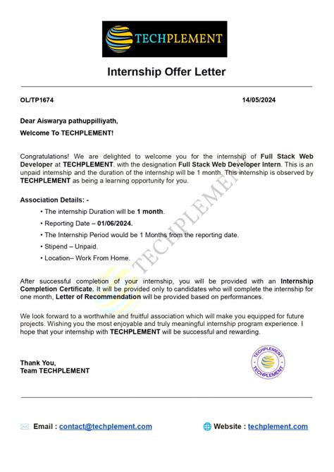 Aiswarya P On Linkedin Techplement Techplementteam Techplementinternship