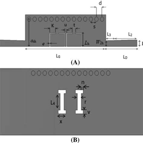 The Geometrical Parameters Of The Hmsiw Filter Top View A Back View Download Scientific