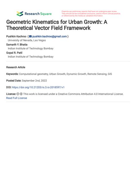 Pdf Geometric Kinematics For Urban Growth A Theoretical Vector Field
