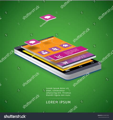 Mobile Application Concept Smart Phone Vector Stock Vector Royalty