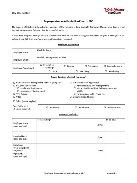 Employee Access Authorization Form Pdf Security Engineering Crime Employee Access Authorization Form Pdf Security Engineering Crime