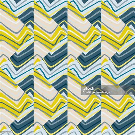 추상 지그재그 파도 모자이크 이음새가 없는 패턴 손으로 그린 선형 타일 끝없는 벽지 빈티지 라인 장식품 기하 도형에 대한 스톡 벡터 아트 및 기타 이미지 Istock
