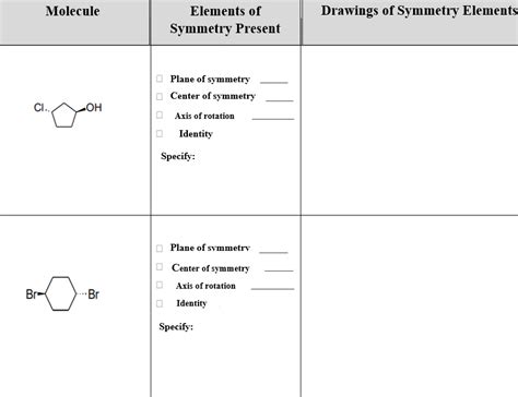 Solved For Each Molecule Identify The Elements Of Symmetry