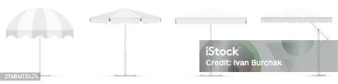 비치 파라솔 화이트 모형 세트입니다 3d 사실적인 벡터 일러스트 레이 션 우산에 대한 스톡 벡터 아트 및 기타 이미지 우산 포치 야외 Istock