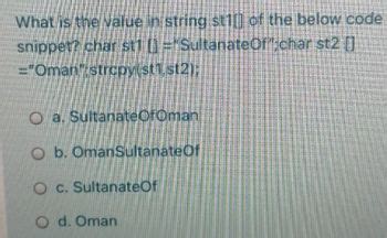 Answered What Is The Value In String St1 Of The Below Code Snippet