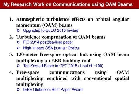 Ppt High Capacity Optical Communications Using Oam Based Space