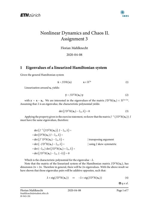 Nonlinear Dynamics And Chaos Florian Mahlknecht