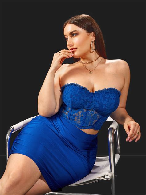 Shein Privé Plus Lace Tube Top Shein Usa
