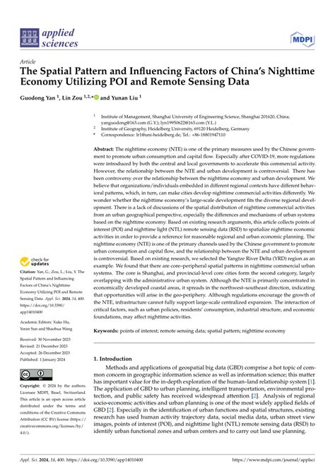 Pdf The Spatial Pattern And Influencing Factors Of Chinas Nighttime