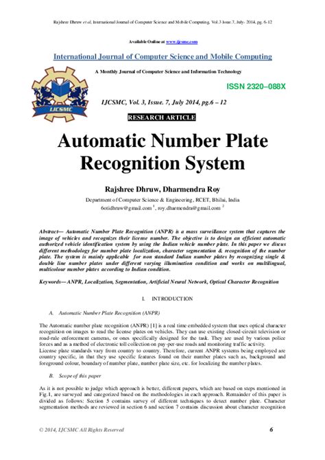 pdf automatic number plate recognition system