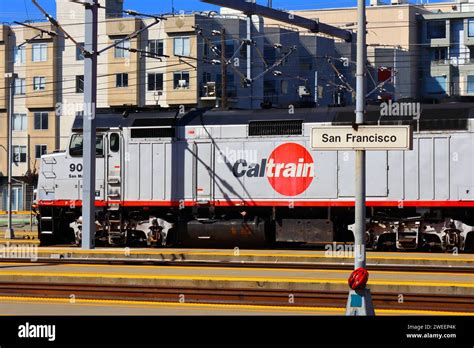 San Francisco California Caltrain Train At The San Francisco Caltrain