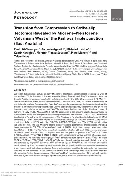 Pdf Transition From Compression To Strike Slip Tectonics Revealed By Miocene Pleistocene