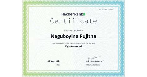 Naguboyina Pujitha On Linkedin Hackerrank Skill Certificate