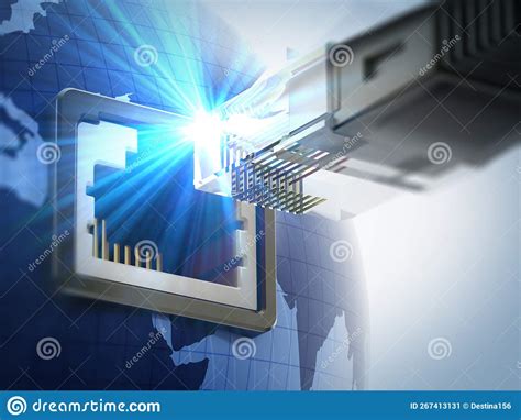 Global Network With A Network Socket On The Globe D Illustration Stock Illustration