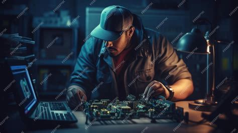 Premium Photo Man Works In Datacenter Cybersecurity Computer Hacker