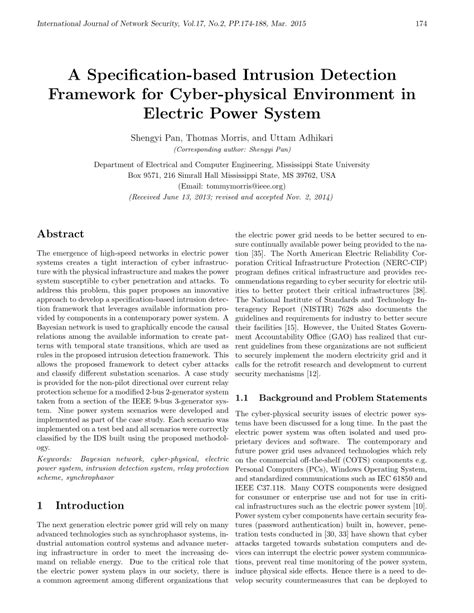 Pdf A Specification Based Intrusion Detection Framework For Cyber Physical Environment In