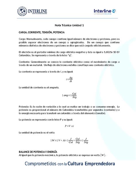 001 Nota Técnica Fundamentos De Carga Corriente Y Potencia En