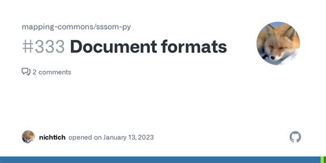 Document Formats · Issue 333 · Mapping Commonssssom Py · Github
