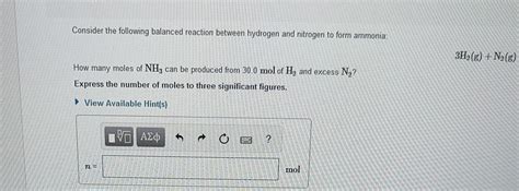 Solved Consider The Following Balanced Reaction Between