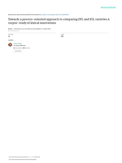 Towards A Process Oriented Approach To Comparing E Pdf English As A Second Or Foreign