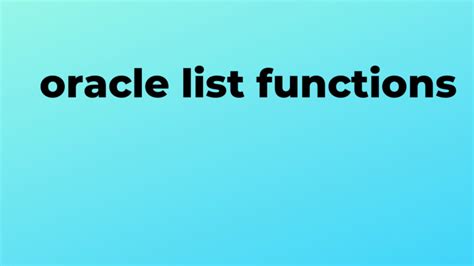 Solved List Functions In Oracle Sql Sourcetrail
