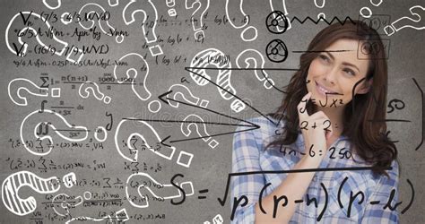 Image Of Mathematical Equations Over Caucasian Woman Stock Image