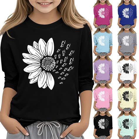 Drmagiyhm 34 Sleeve Shirt For Girls Size 10 12 Cute Crewneck Shirt
