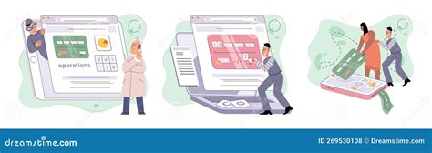 Hacker Activity Big Set Hacking Computer Phishing Account Cyber Attack On Personal Data Stock