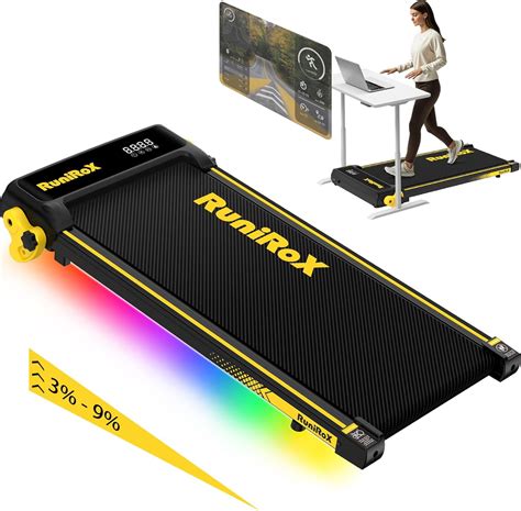 Walking Pad Treadmill With Incline And Lights Under Desk Treadmill With Incline For Home Office