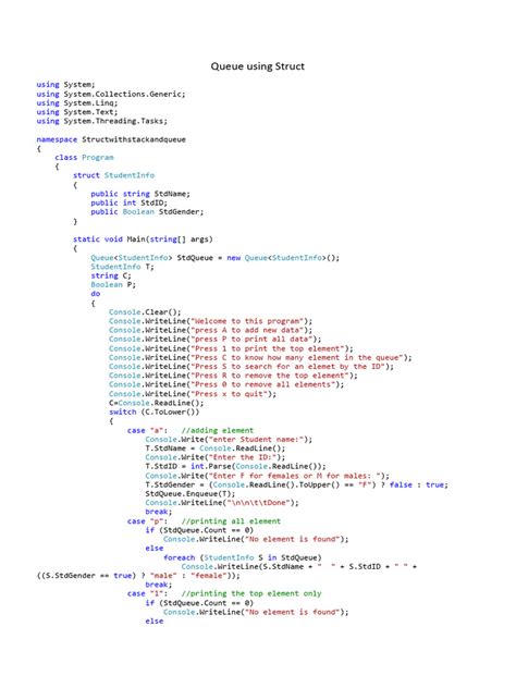 Queue Using Struct Pdf Object Oriented Programming Software