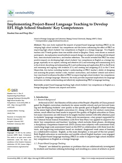 Implementing Project Based Lan Pdf English As A Second Or Foreign
