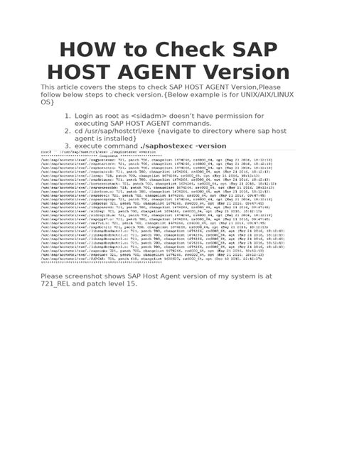How To Check Sap Host Agent Version Pdf