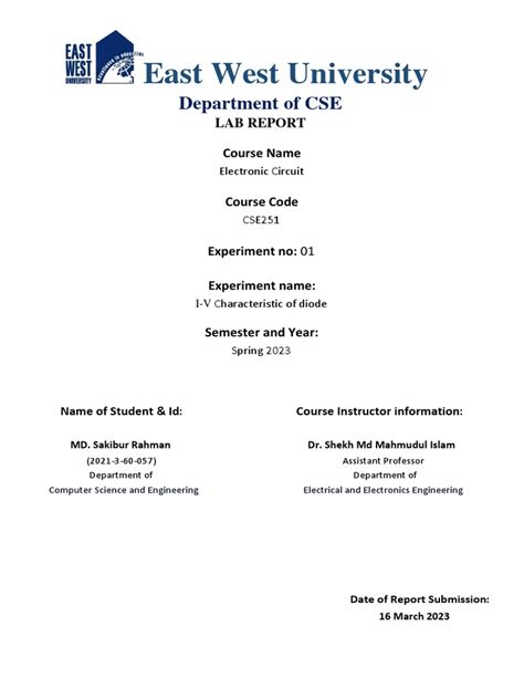 Cse Labreport 1 Pdf Diode Pn Junction
