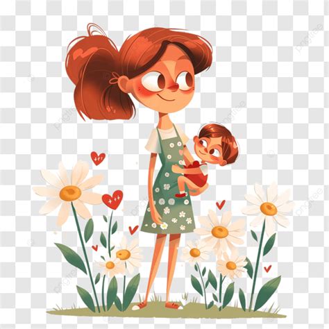 복고풍 캐릭터 데이지 꽃 파워 그루비 만화 엄마 아기 심장 어머니의 날 어머니의 날 엄마와 아기 투명한 Png 일러스트 및 이미지 에 대한 무료 다운로드 Pngtree