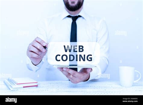 Hand Writing Sign Web Coding Business Concept A System Of Symbols And