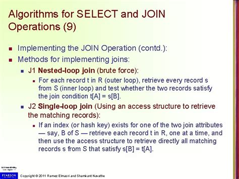 Algorithms For Select And Join Operations 8 N