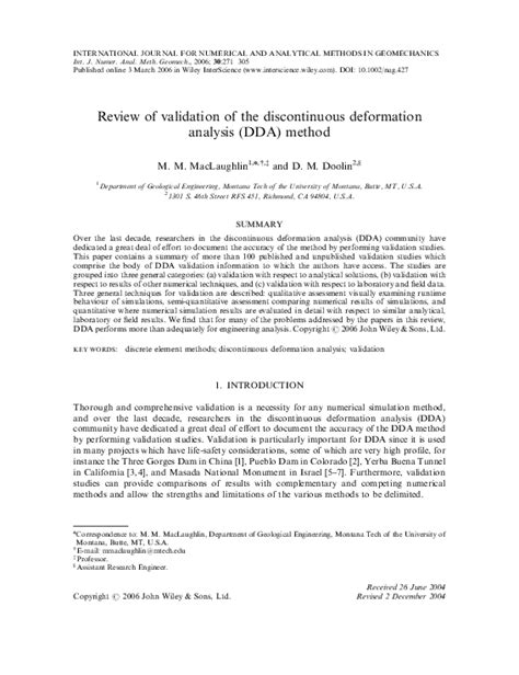 Pdf Review Of Validation Of The Discontinuous Deformation Analysis