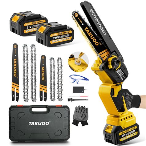 Takuoo Mini Chainsaw Cordless 8 Inch And 6 Inch 21v Electric Handheld Chain Saw 2 4 0ah Battery