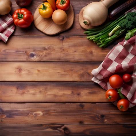 A Wooden Table Food Background Premium Ai Generated Image