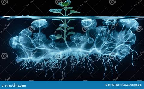X Ray Scan Of A Houseplant Showing The Roots Soil And Growth Patterns Stock Photo Image Of