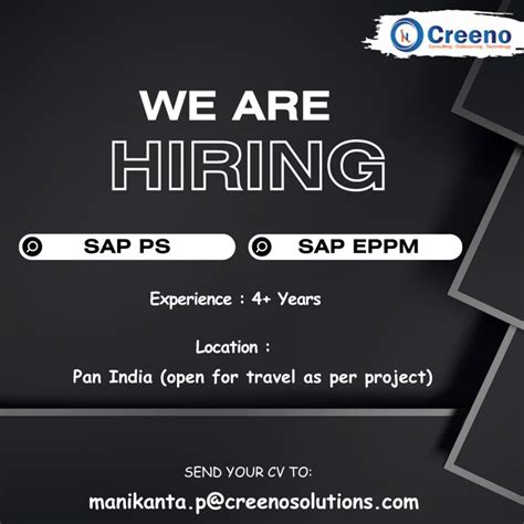 Creeno Solutions Pvt Ltd On Linkedin Creenosolutions Creenosolutions Hiringnow Sapps Sapeppm