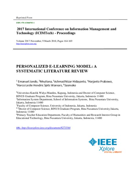 pdf personalized e learning model a systematic literature review