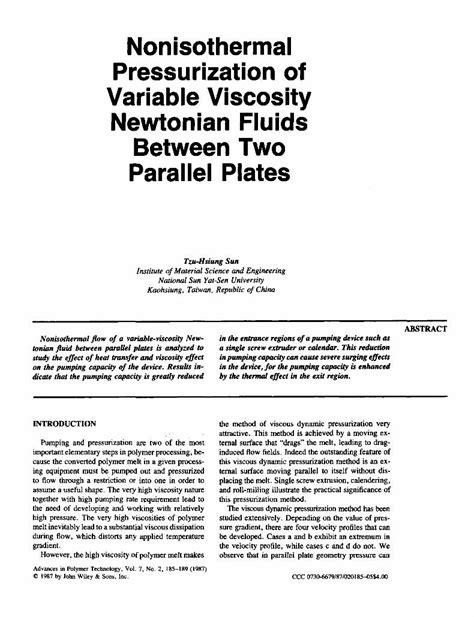 pdf nonisothermal pressurization of variable viscosity newtonian