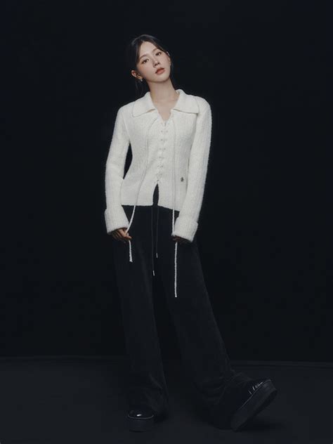 시티브리즈 레이스업 카라 니트ivory 위시버킷