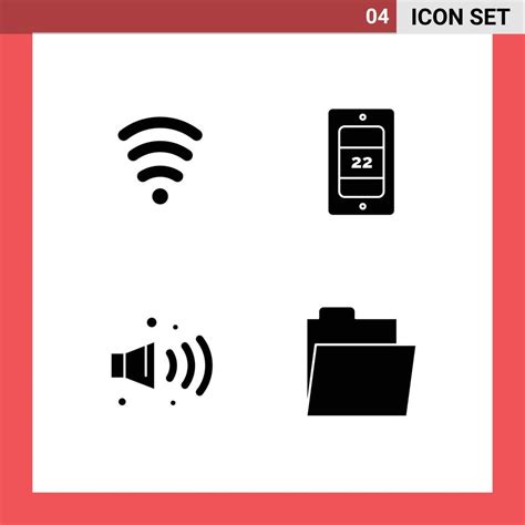 Set Of 4 Vector Solid Glyphs On Grid For Wifi Files Mobile Gas Open Editable Vector Design