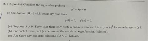 Solved Consider The Eigenvalue Problemylambda Y0 On The