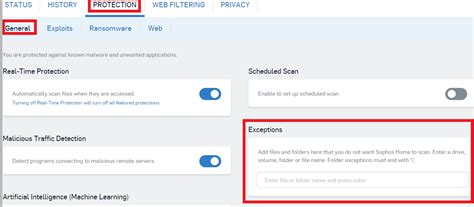 Setting Scan Exceptions Sophos Home Help
